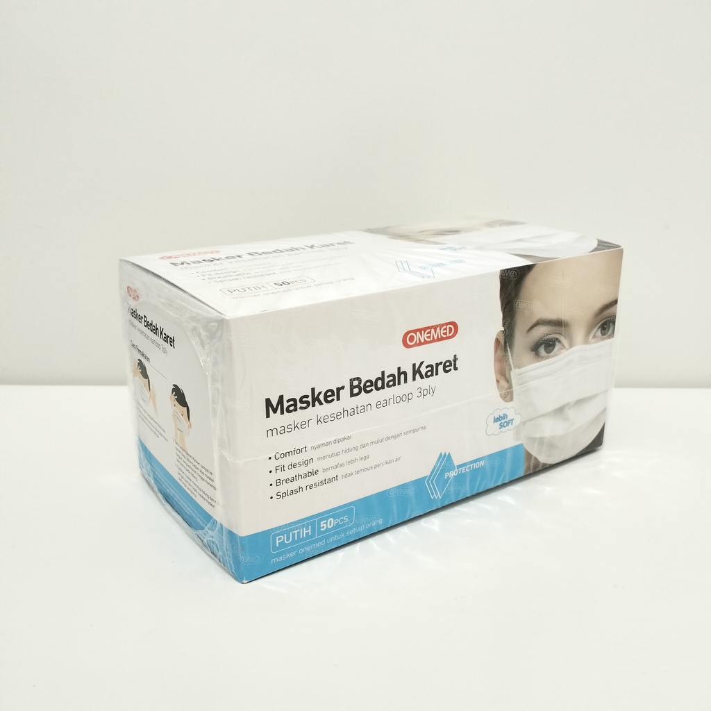 Jual Masker Bedah Karet Medis OneMed Earloop Box 50pc | Shopee Indonesia