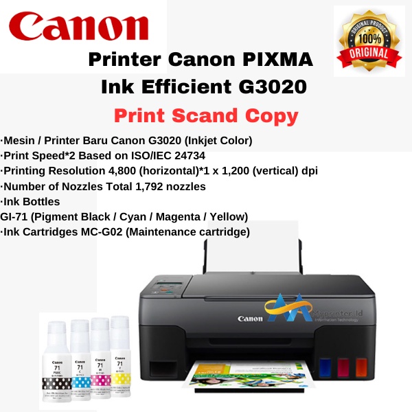 Jual Printer Canon PIXMA Ink Efficient G3020 WiFi Print Scan Copy ...