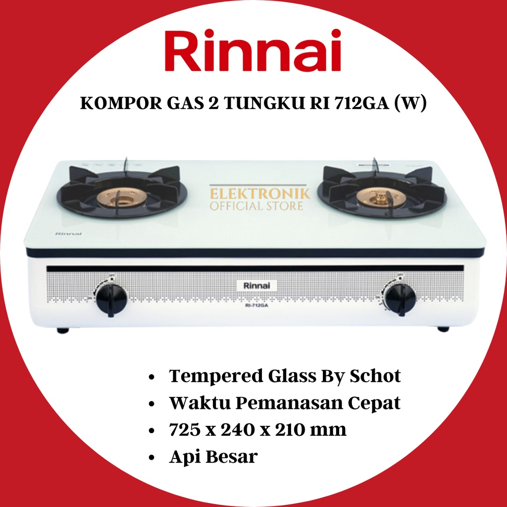 Jual RINNAI KOMPOR GAS 2 TUNGKU RI 712GA W - WHITE/RI-712GAW/ RI712GAW ...