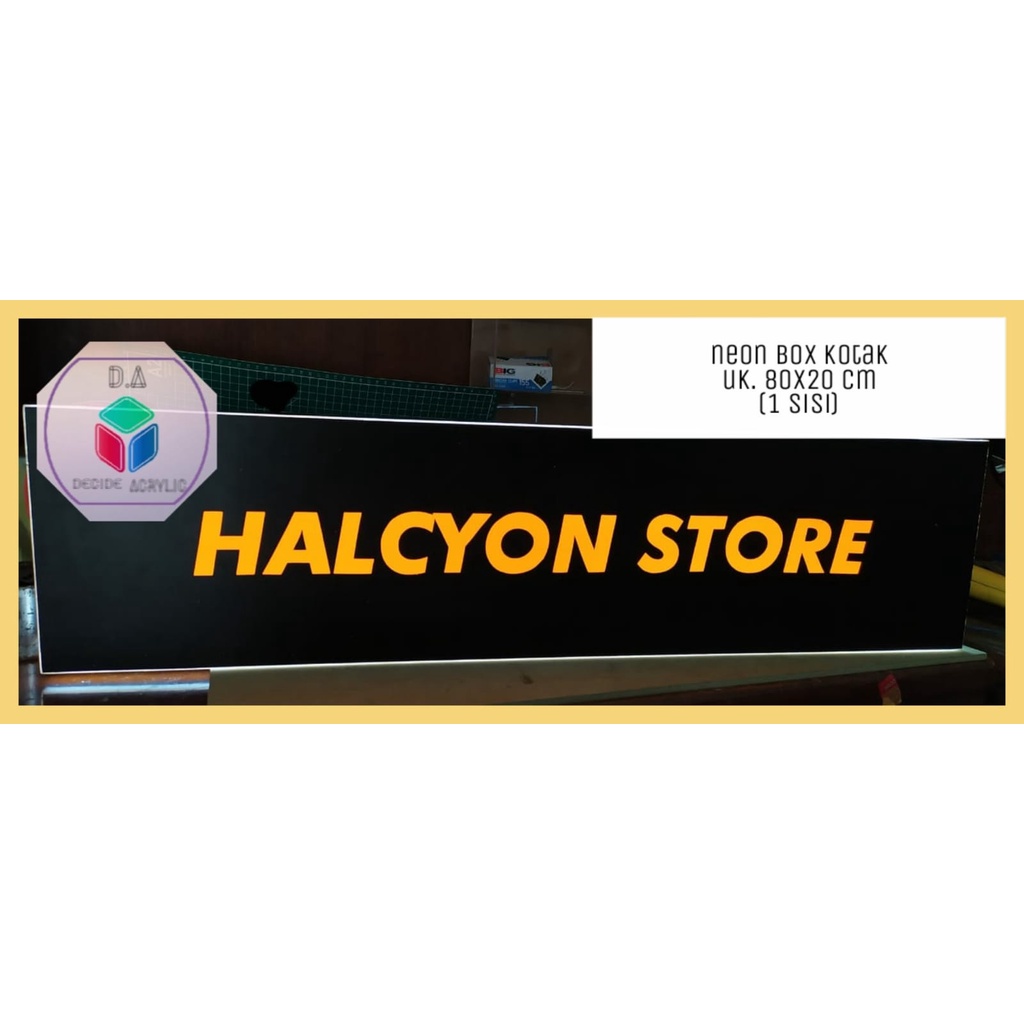 Jual Decide Acrylic Akrilik Led Neon Box Custom 20x80 1 Sisi | Shopee ...