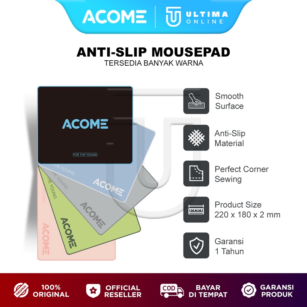 Jual ACOME Mousepad AMP01 Alas Karet Rubber Anti Slip Halus Mousemat Gaming | Shopee Indonesia