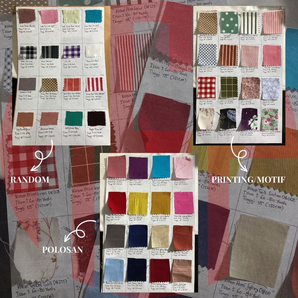 Jual MSP KATALOG KAIN SAMPEL 16 JENIS VARIAN KAIN POLOSAN MOTIF ATAU ...