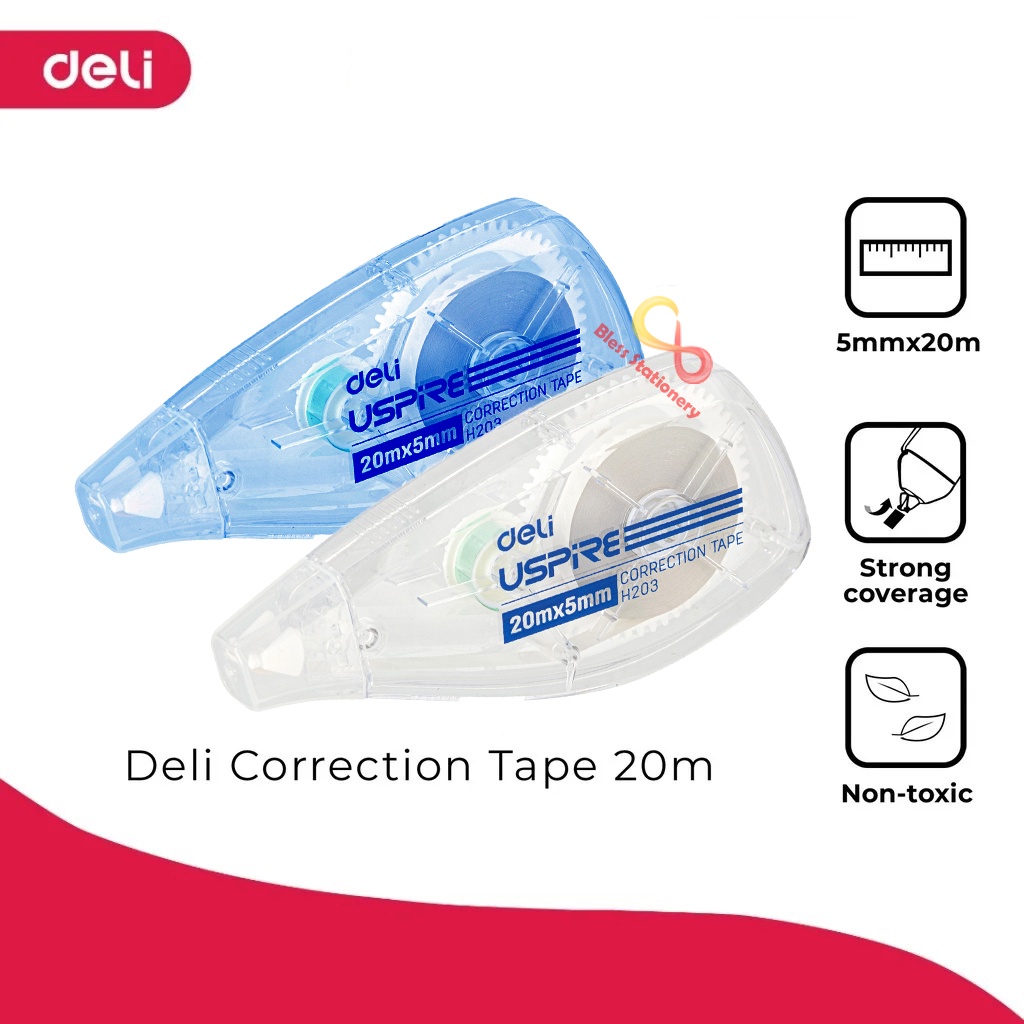 Jual Tipex kertas 20 meter Deli Correction tape tipx roll tip-ex kering ...