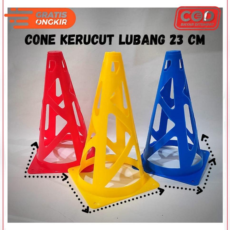 Jual Cone Kerucut Lubang Penanda bola 23 cm Cone Kerucut Olahraga Cones ...