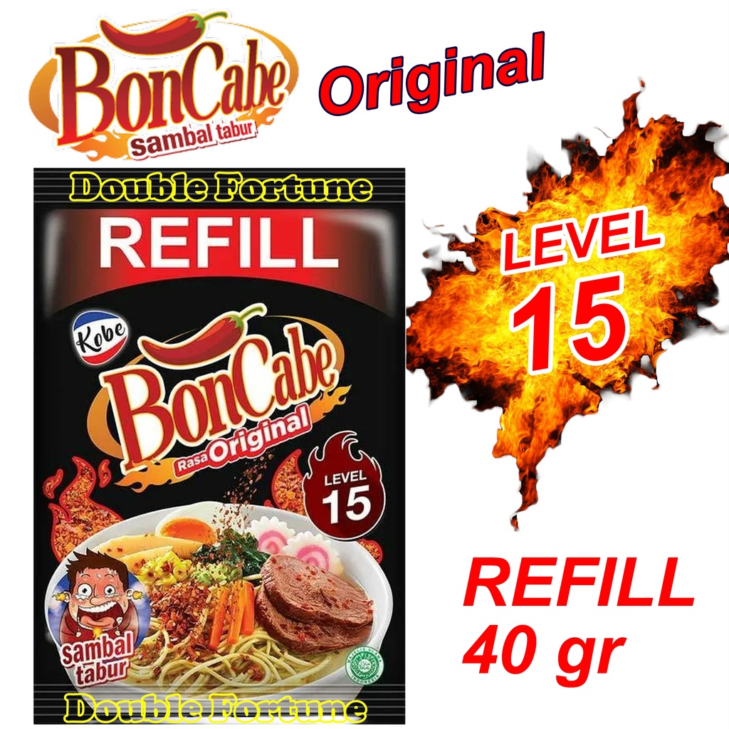 Jual BON CABE REFILL ORIGINAL Level 15 SACHET 40gr KOBE SAMBAL TABUR ...