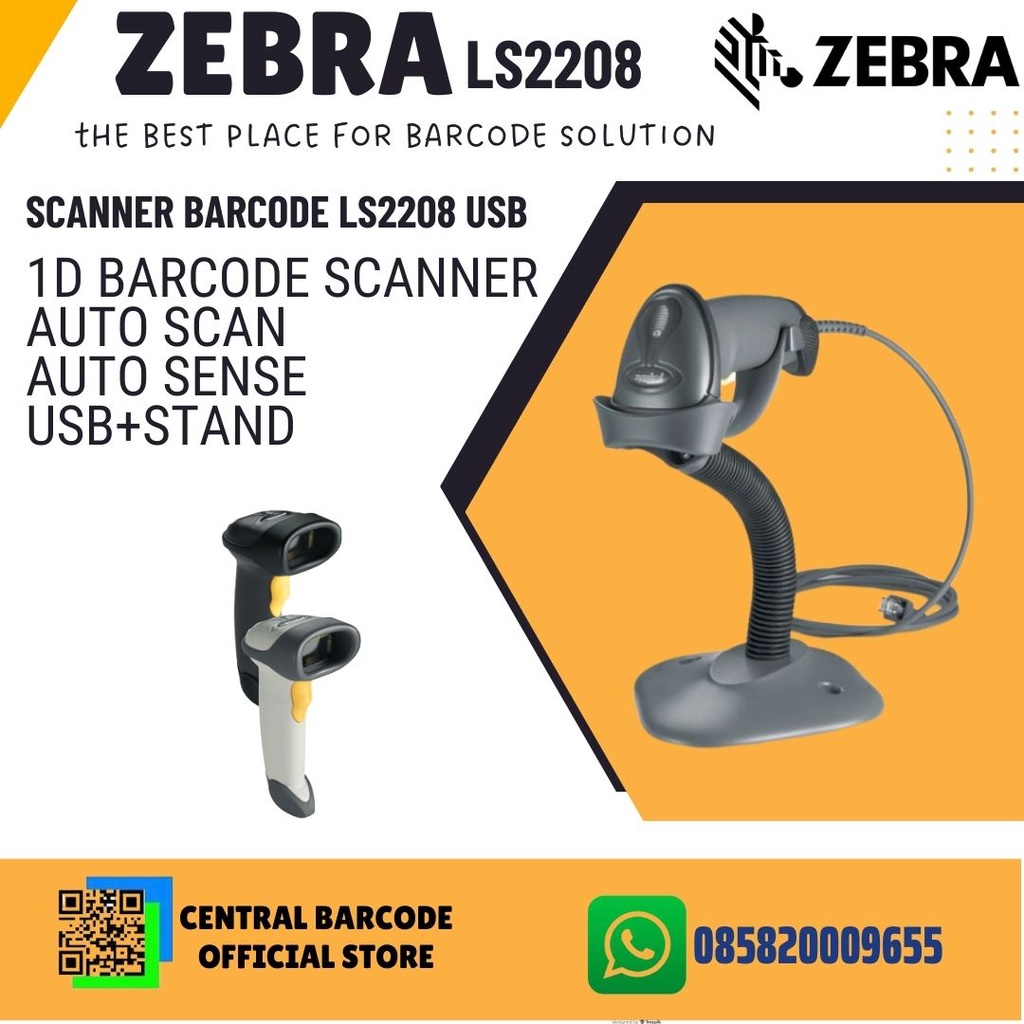 Jual BARCODE SCANNER ZEBRA SYMBOL LS2208 ORIGINAL | Shopee Indonesia