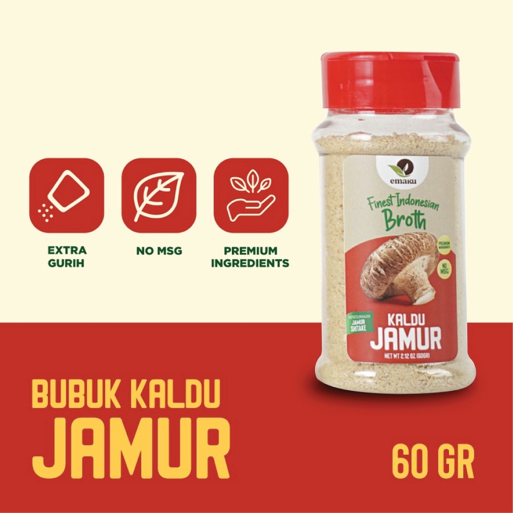 Jual Emaku Kaldu Jamur Bubuk NO MSG / Mushroom Stock Powder 60g ...
