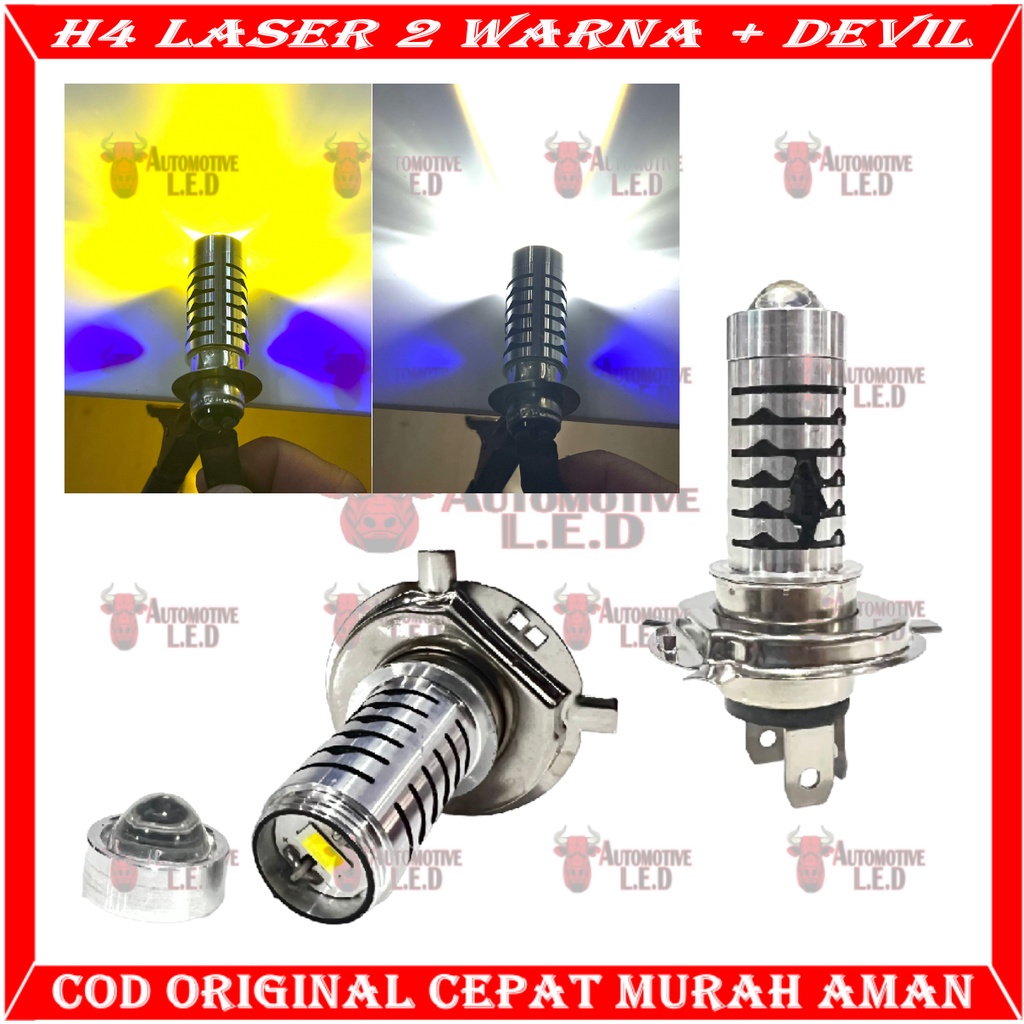 Jual LAMPU LED MOTOR H4 LASER 2 WARNA PLUS DEVIL| LED H4 LASER MOTOR ...
