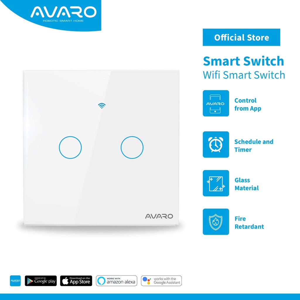 Jual AVARO Smart Wall Switch Saklar Lampu Touch WiFi - EU White ...