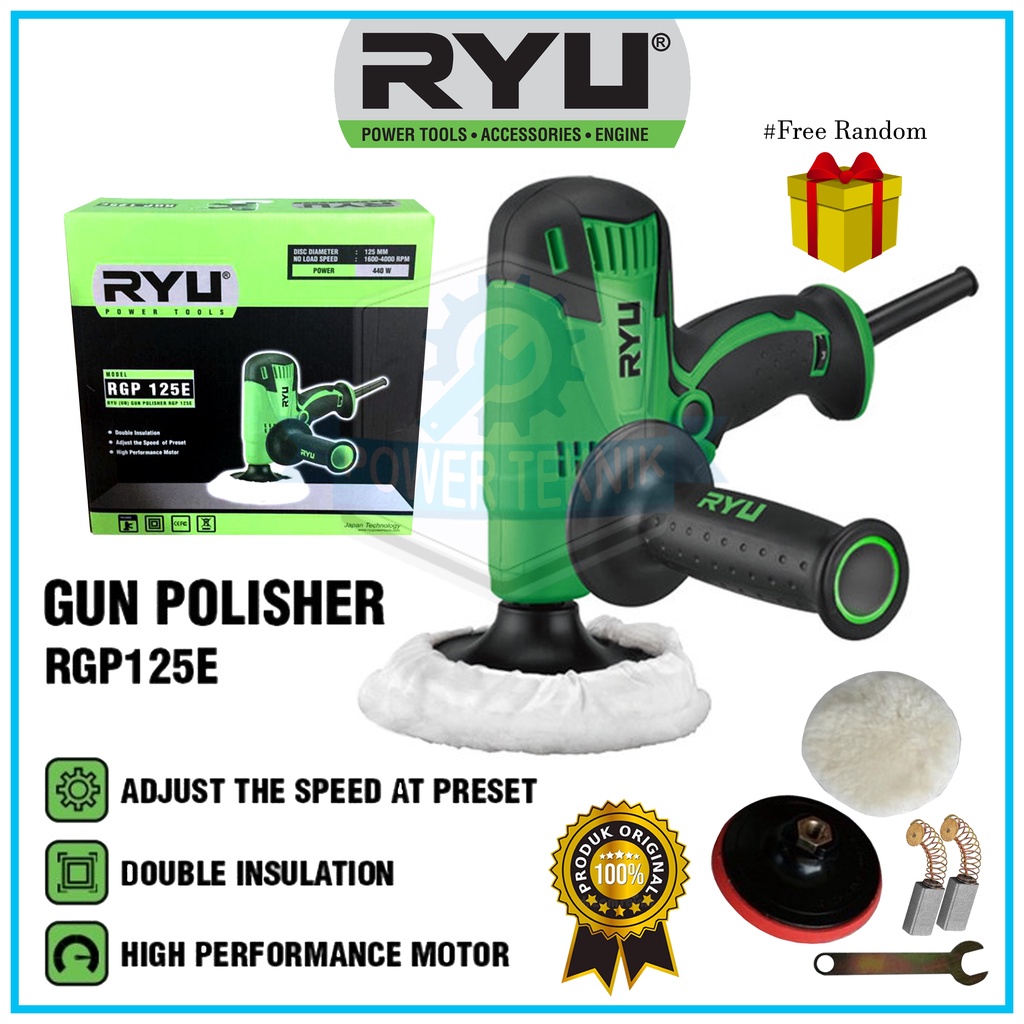 Jual Mesin Poles Mobil Gun Polisher RYU RGP 125E Mesin Poles 5 Inch Amplas Bodi Mobil Tembok ...