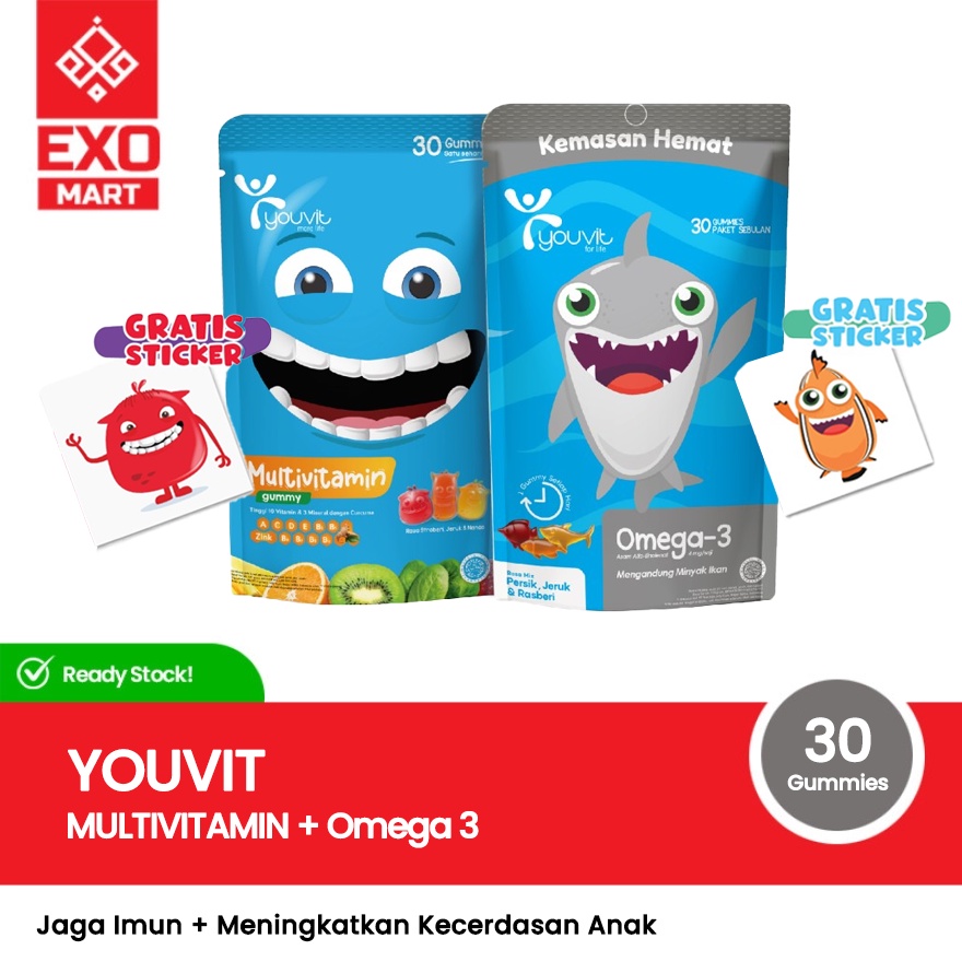 Jual YOUVIT - Bundling MULTIVITAMIN & Omega 3 Anak Gummy 30 Gummies | Shopee Indonesia