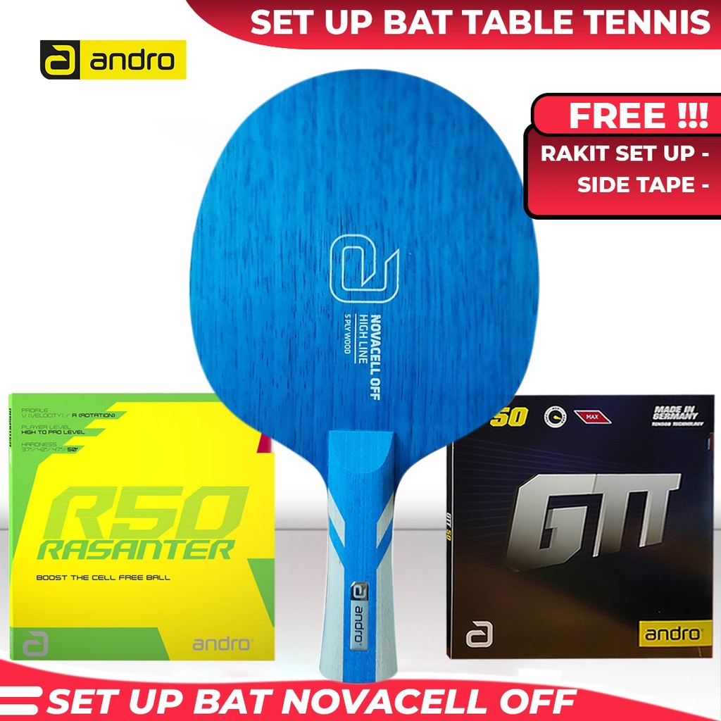 Jual Paket Bat Pingpong Rakitan Andro Novacell OFF Rasanter R50 GTT 50 | Shopee Indonesia