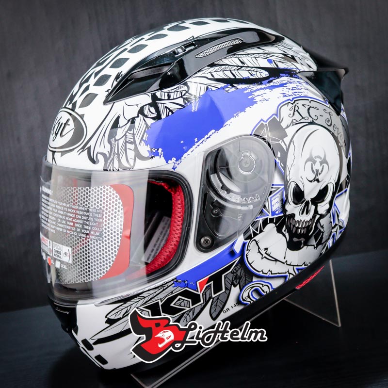 Jual HELM KYT RC SEVEN #13 WHITE BLACK BLUE | FULL FACE SNI RC7 ...
