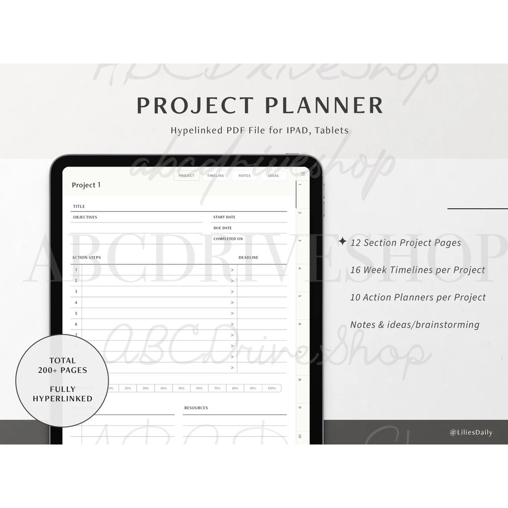 Jual Digital Planner & Journal - Project Planner with Timeline & Action ...