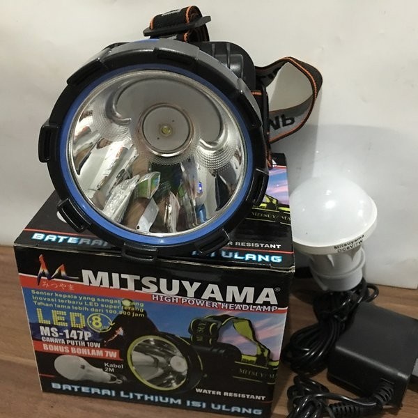 Jual Senter Kepala Headlamp LED Cahaya Putih 10 W Bohlam Mitsuyama MS ...