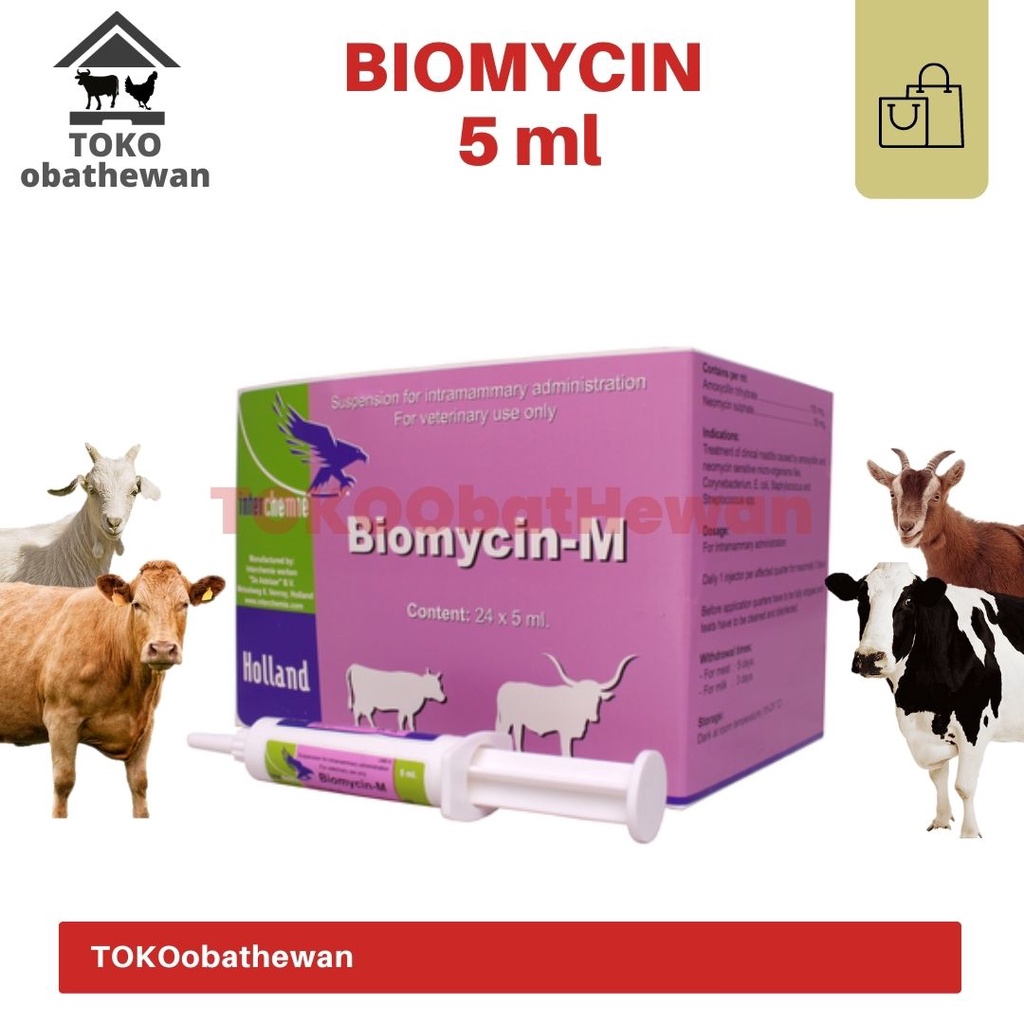 Jual BIOMYCIN M 5 ml - obat mastitis sapi kambing domba masa laktasi ...