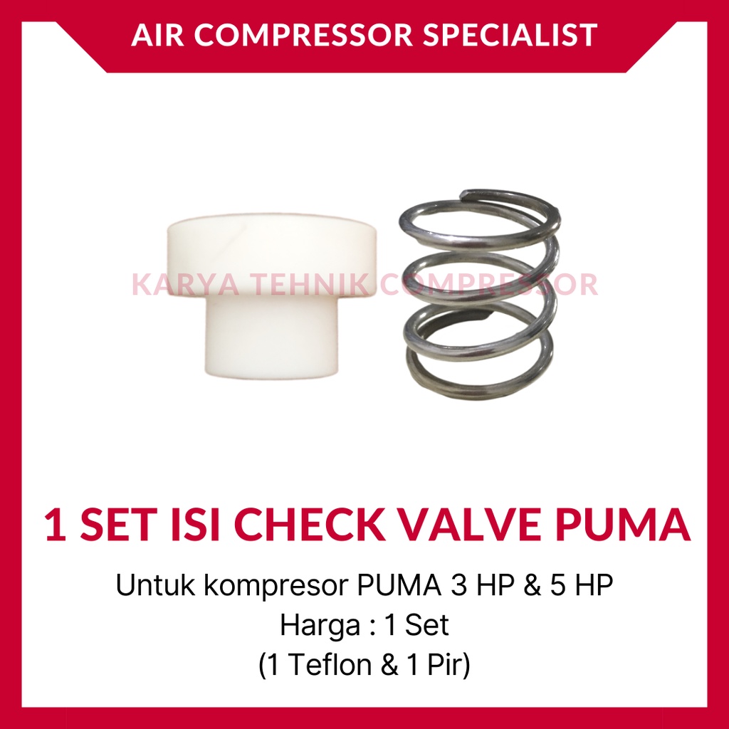 Jual 1 SET Teflon Pir Isi Check Valve Kompresor Udara PUMA 3 HP & 5 HP ...