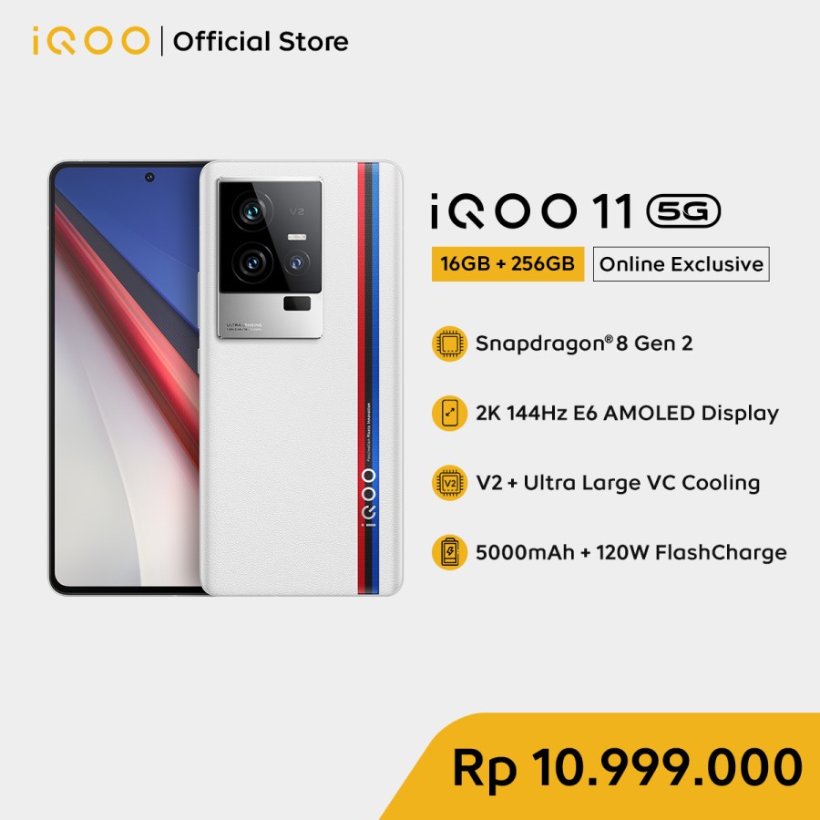 Jual iQOO 11 (16/256) - Snapdragon 8 Gen 2, 2K 144Hz E6 AMOLED Display | Shopee Indonesia
