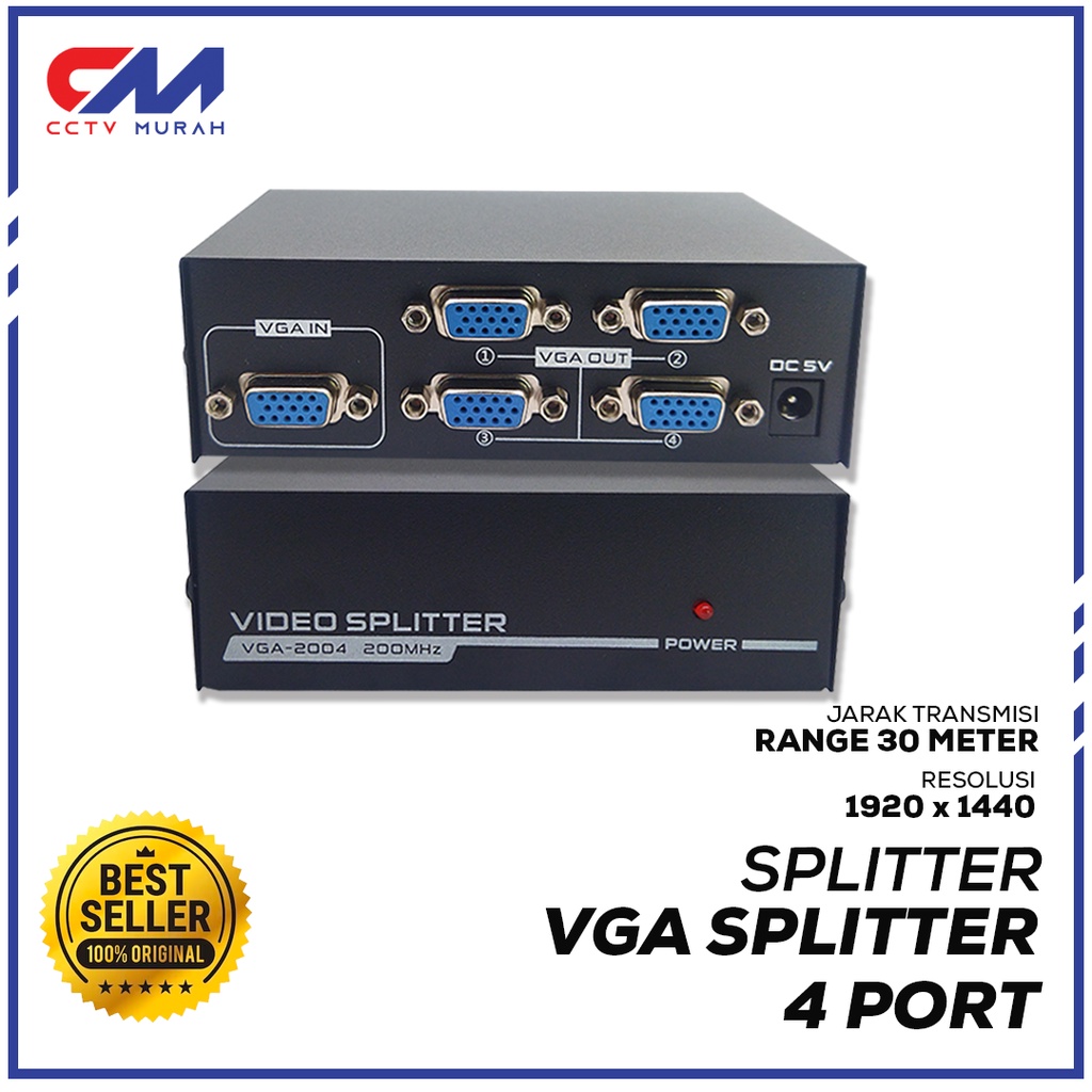 Jual VGA SPLITTER 1 X 4 || VGA SPLITTER 4 PORT || VGA 1 IN 4 OUT ...