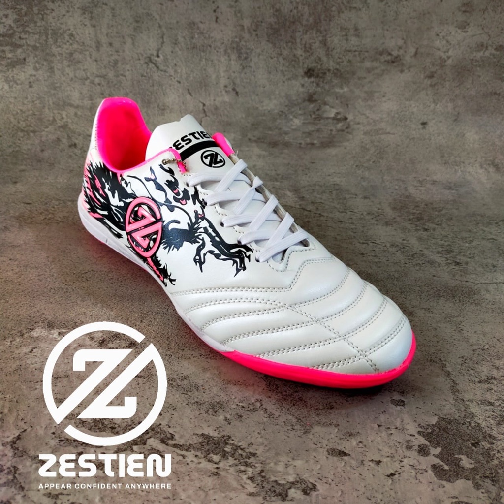 Jual Sepatu Futsal Zestien Draak IN Premium White Pink SSZD005 | Shopee ...