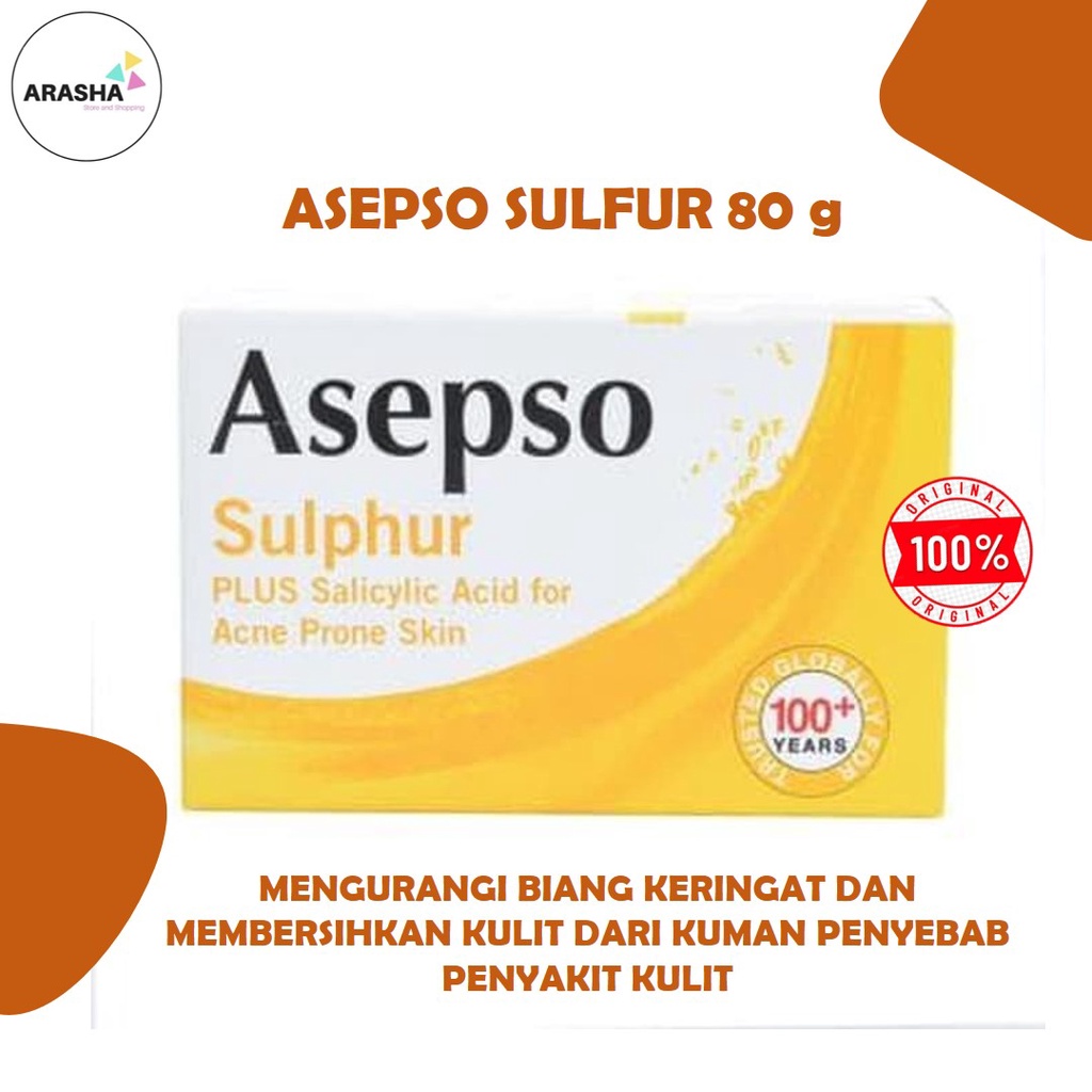 Jual ASEPSO SULPHUR SOAP 80 GR Sabun Biang Keringat/Pembersih Kulit/Kuman | Shopee Indonesia