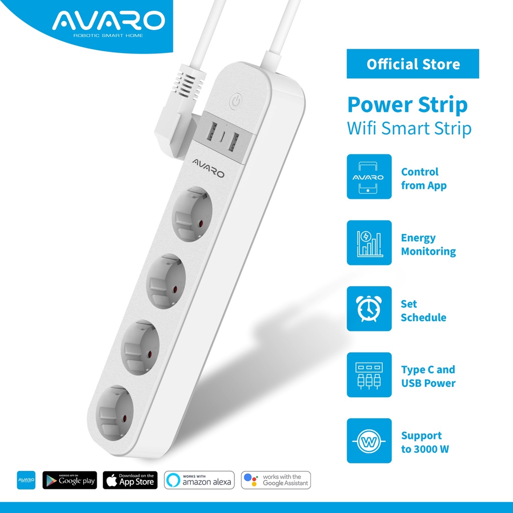 Jual AVARO Smart Extention Power Strip Stop Kontak Wifi IoT Smart Home | Shopee Indonesia