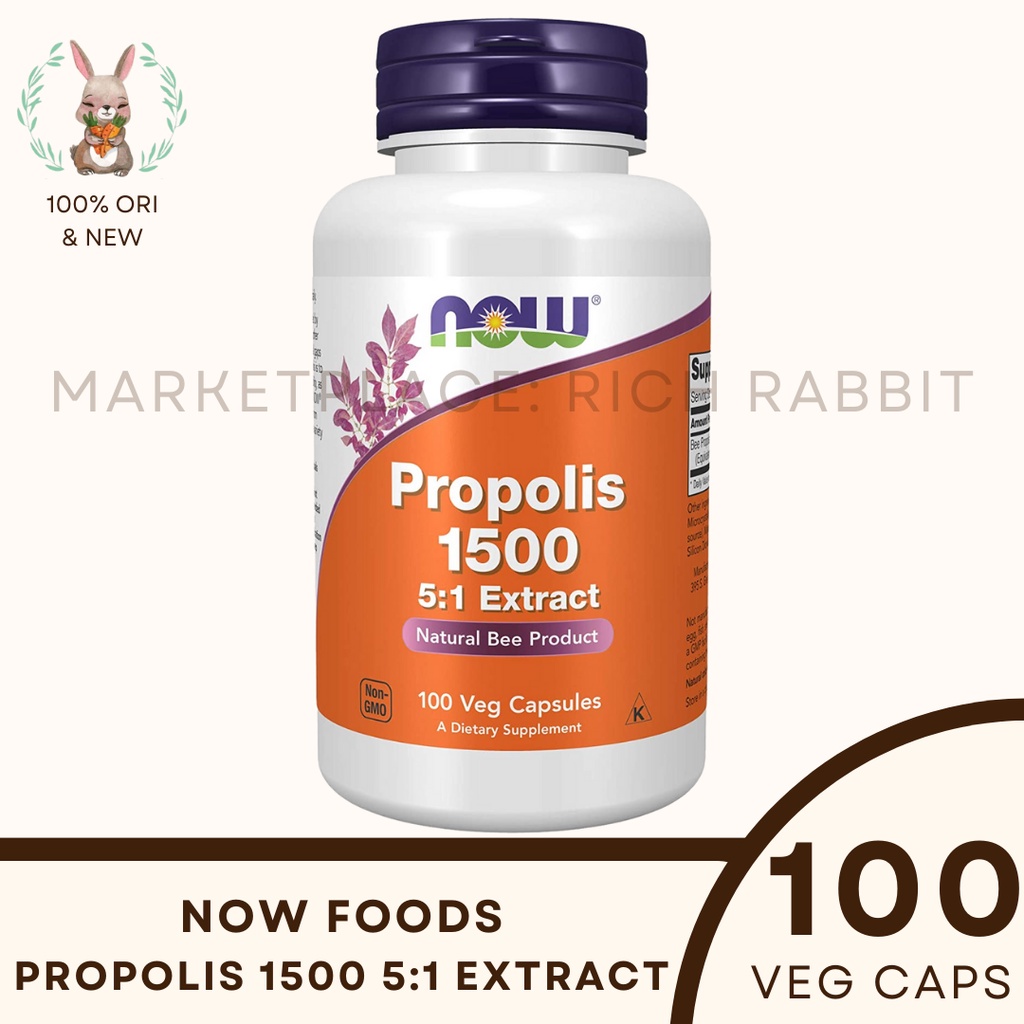 Jual Now Foods Propolis 1500 5:1 Extract 100 Veg Caps Immune Immunitas ...