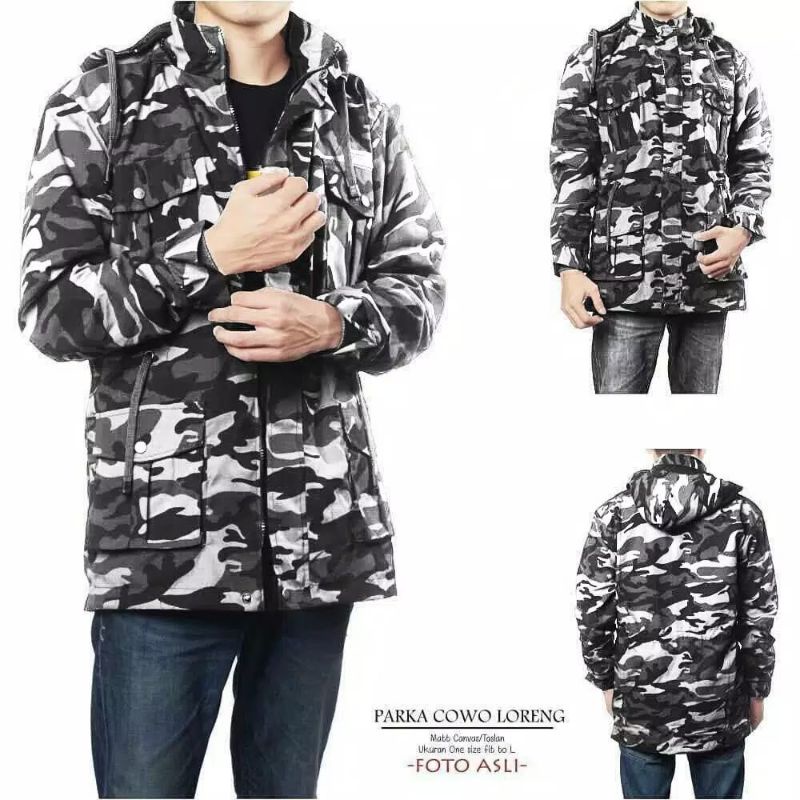 Jual JAKET PARKA LORENG CAMMO GREY - PARKA JACKET TENTARA LORENG ARMY ...