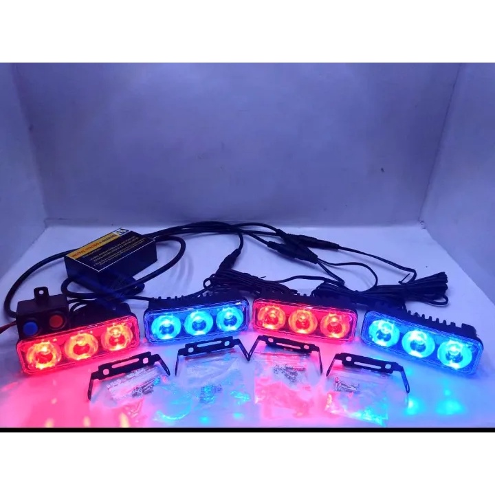 Jual Lampu Strobo Grill LED 3 Mata / LED Strobo Grill Mobil 3 Mata ...