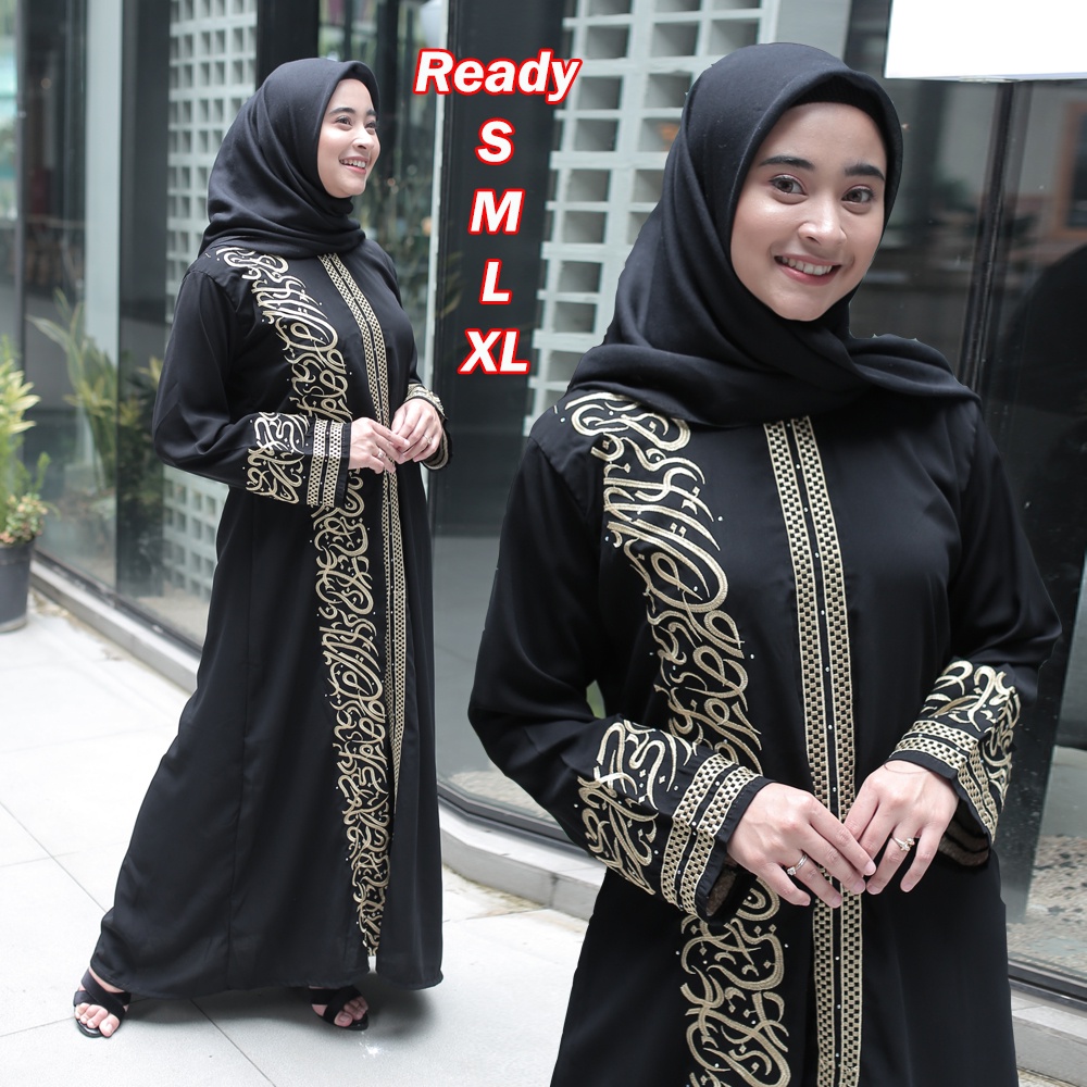 Jual Abaya Bordir Dubai Bahan Arab Saudi Jet black Hitam Turkey by Farisa Olshop Dress Gamis ...