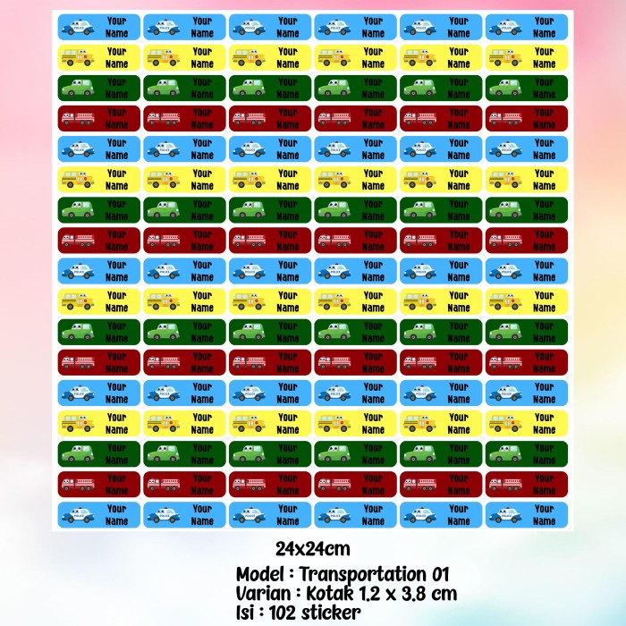 Jual Sticker Label Nama - Transportation 01 | Shopee Indonesia