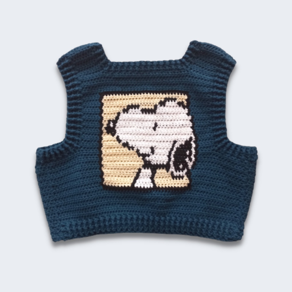 Jual Handmade snoopy crochet vest | rompi rajut | Shopee Indonesia