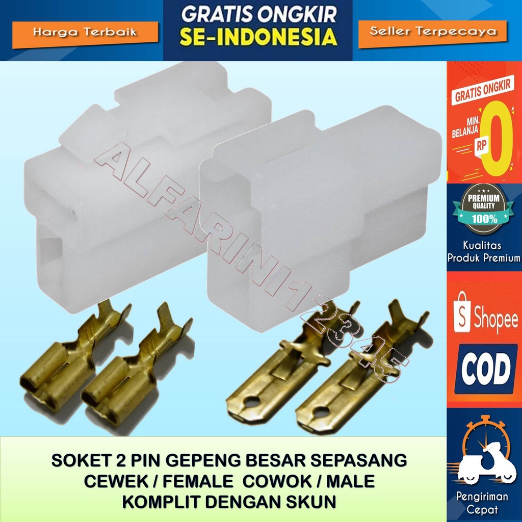 Jual SOKET SOCKET KONEKTOR KABEL 2 PIN BESAR MOTOR MOBIL MALE FEMALE ...