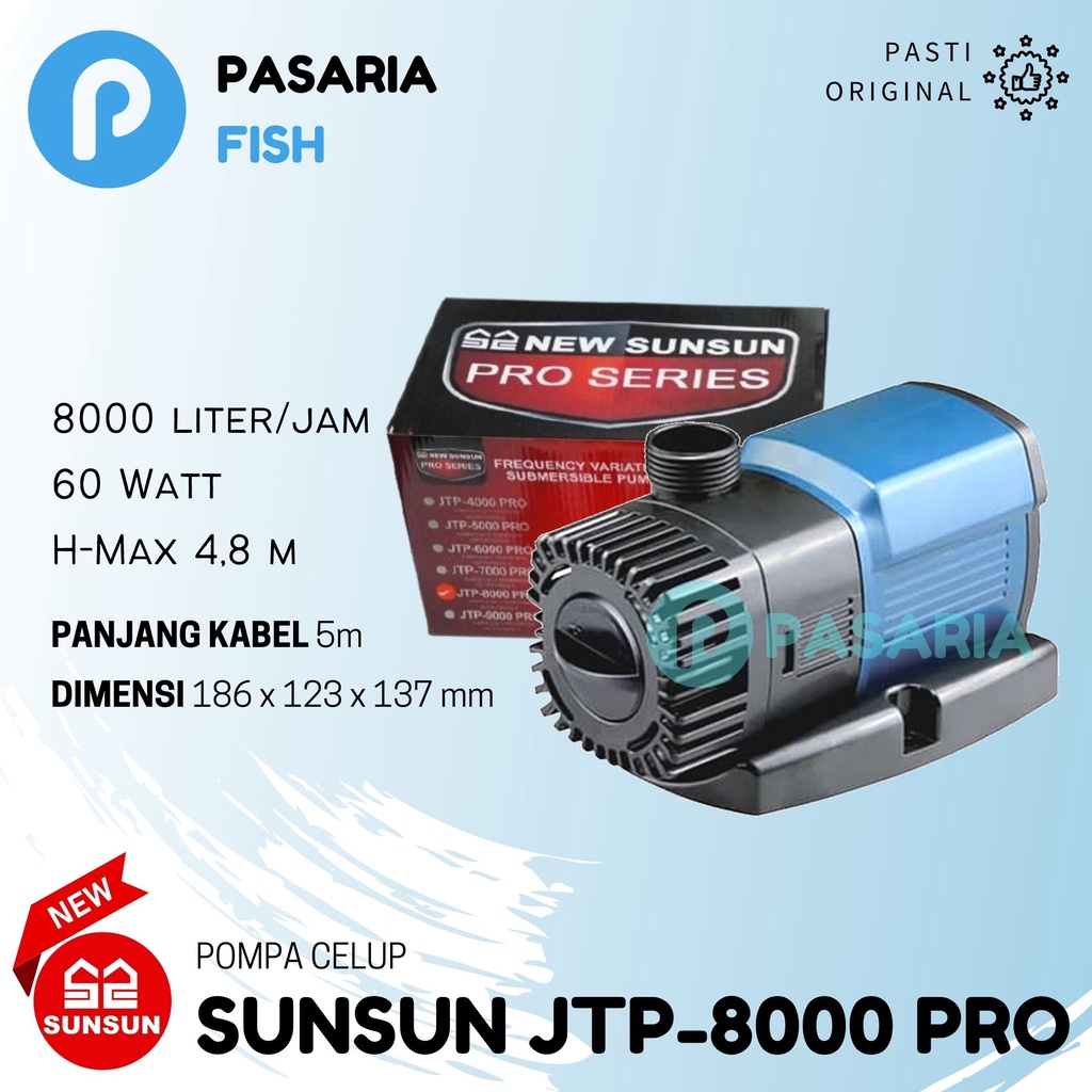 Jual NEW SUNSUN PRO JTP8000/JTP 8000 Pompa/Pumpa Celup Kolam Ikan Rendah Daya | Shopee Indonesia
