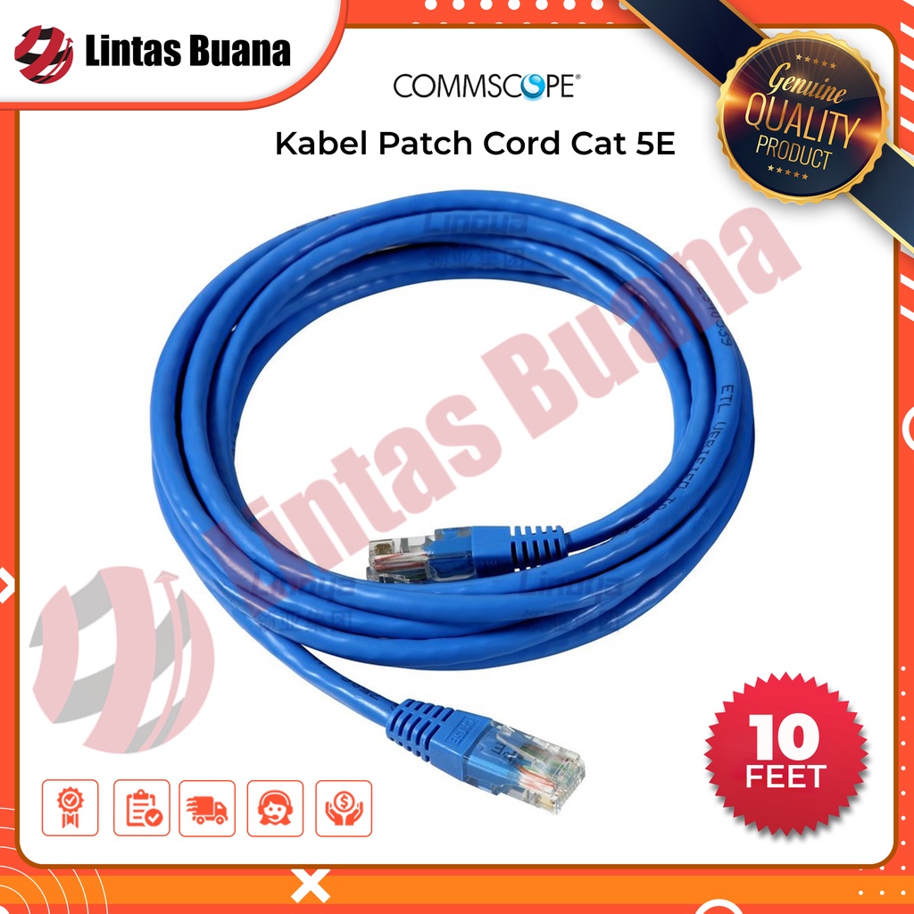 Jual Kabel Patch Cord AMP / Commscope Cat 5E Kabel LAN Cat5e 10 Feet | Shopee Indonesia