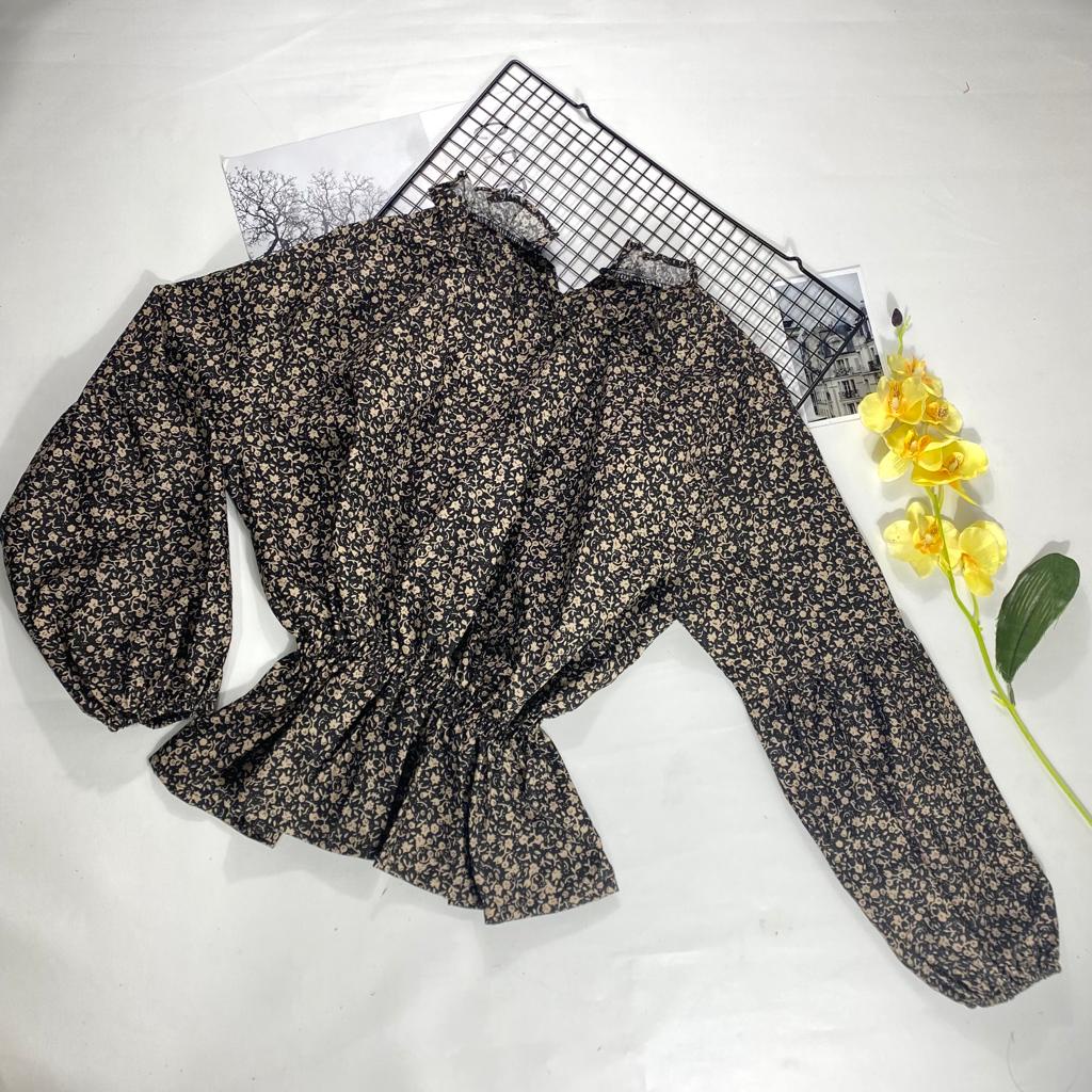 Jual IL - BYTHA FLORAL BLOUSE / ATASAN WANITA MOTIF BUNGA PINGGANG KERUT KOREAN STYLE | Shopee ...