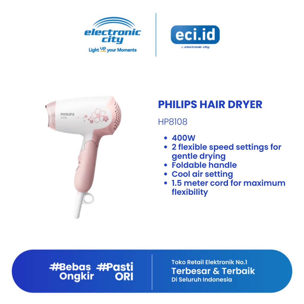 Jual Philips Hair Dryer White Pink - HP8108/WP | Shopee Indonesia