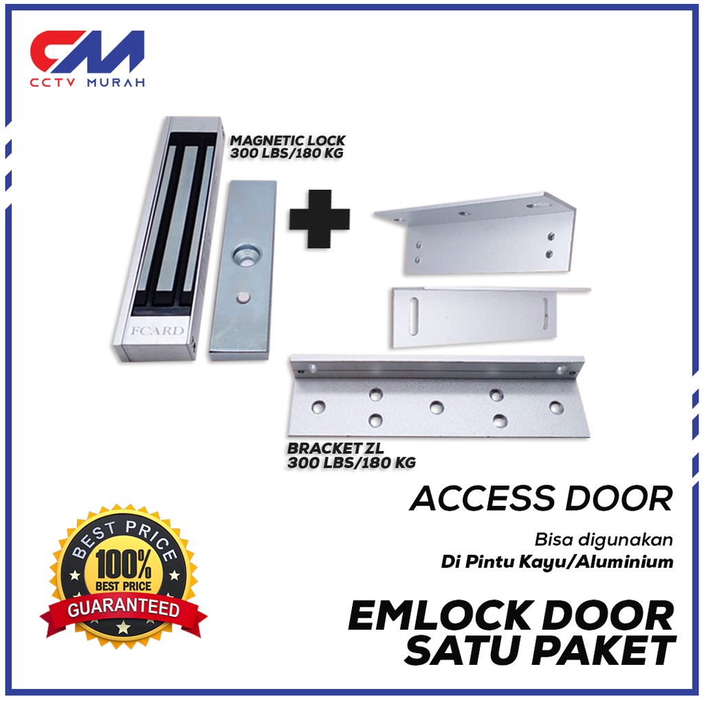 Jual EMLOCK MAGNETIC LOCK 300LBS 180KG PLUS BRACKET 300LBS | Shopee ...