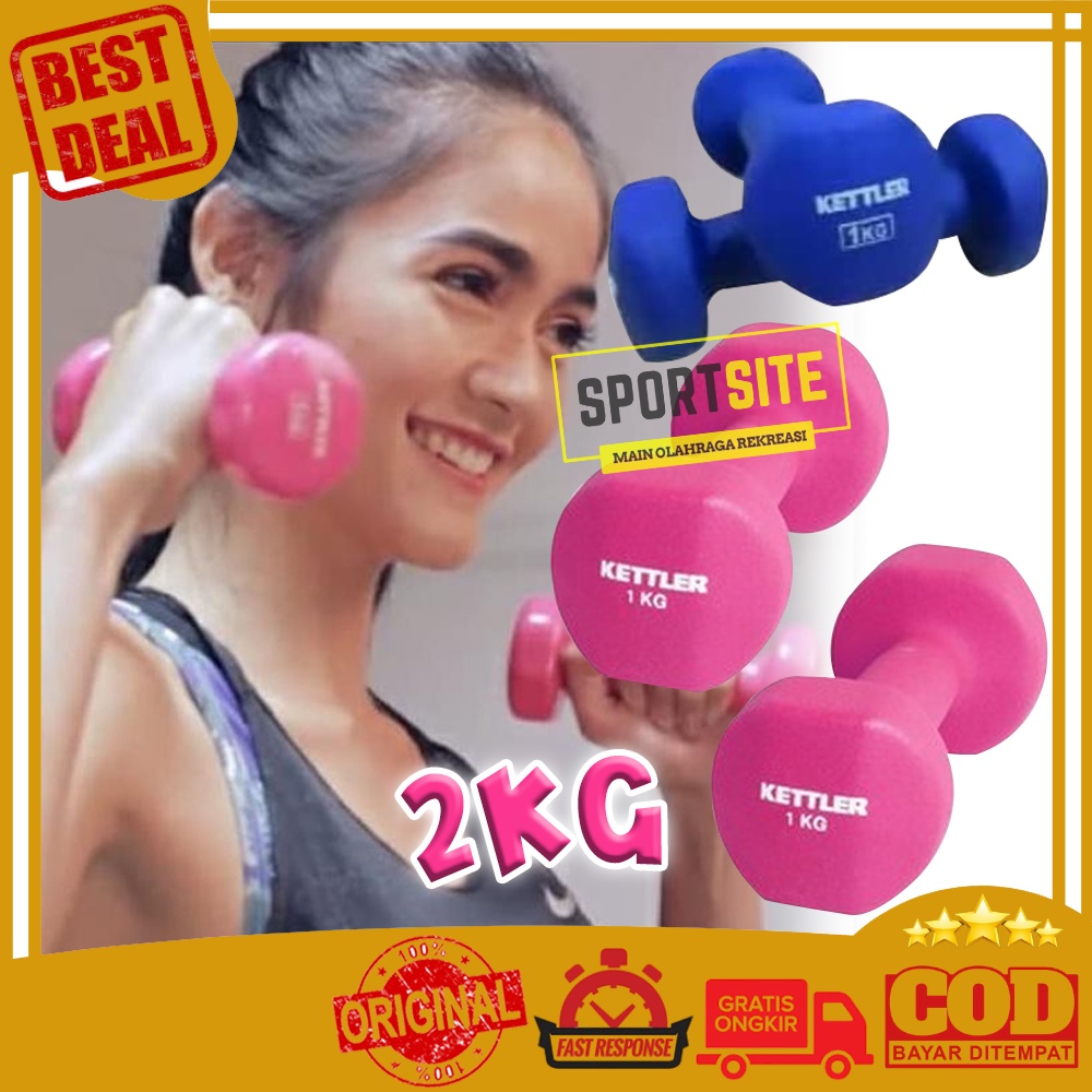 Jual Kettler Dumbell Neoprene ( 2kg / pasang ) Dumbbells Power Barbel ...