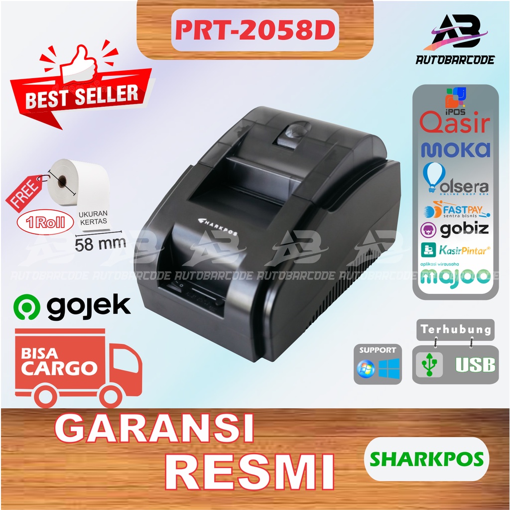 Jual Printer Kasir Sharkpos PRT-2058D USB Kertas Thermal 58MM Pos Kasir Struk Ppob Minimarket ...