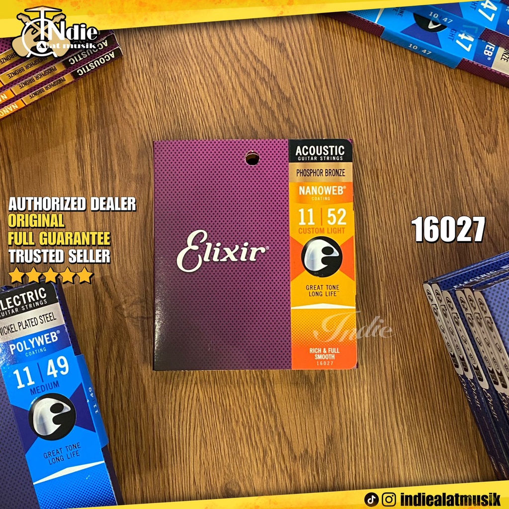 Jual Senar Akustik ELIXIR Nanoweb 11-52 16027 Phosphore Bronze | Shopee ...