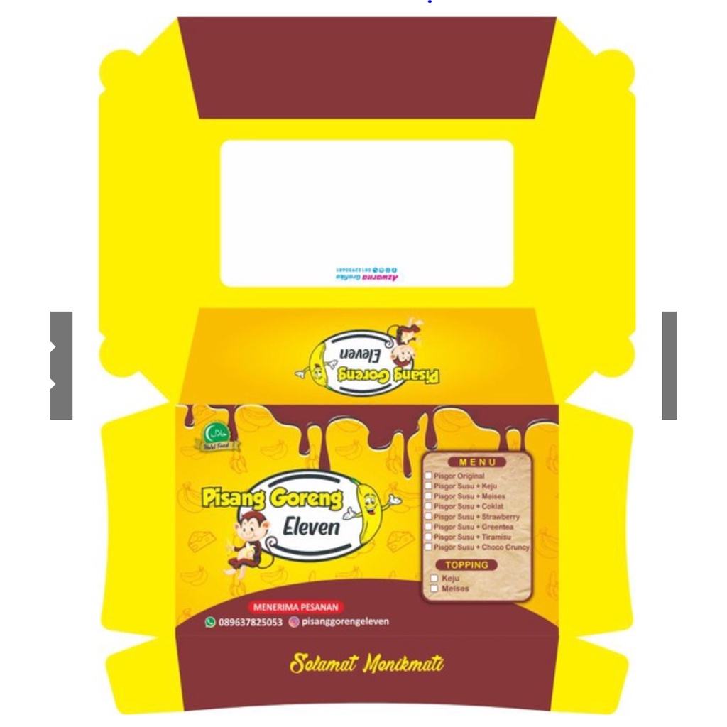 Jual (Min1000pcs) Contoh Dus custom/ merk sendiri, pisang/banana/geprek ...