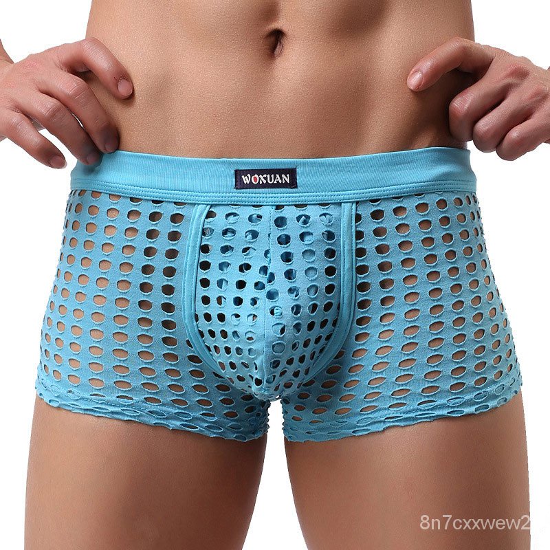 Jual Sexy Men Underwear See Through Male Boxer Shorts Mesh Erotic Panties Big Bulge Pouch Gay ...