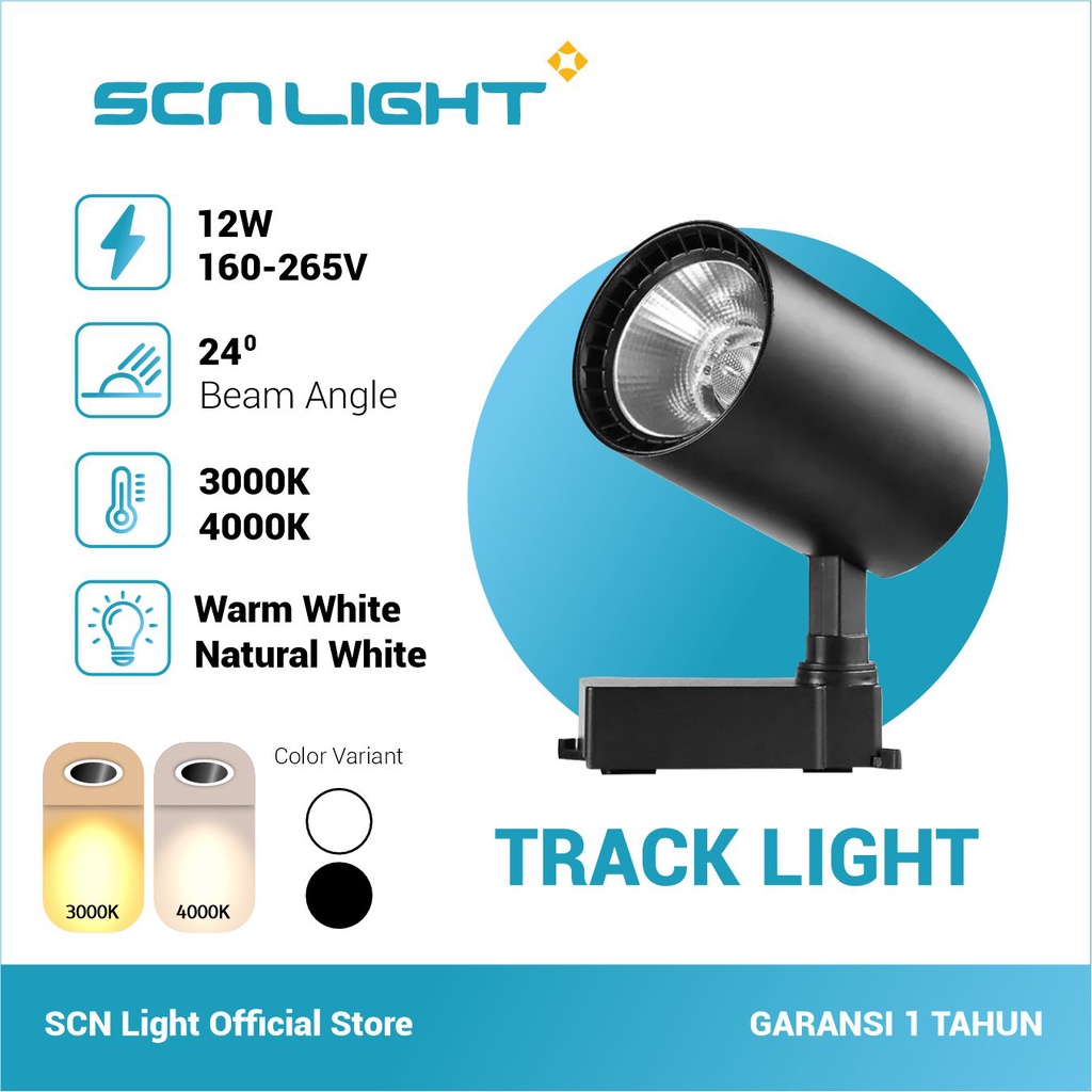 Jual Lampu Rell Track Light 12 Watt 3000K 4000K | Lampu LED Sorot Rel ...