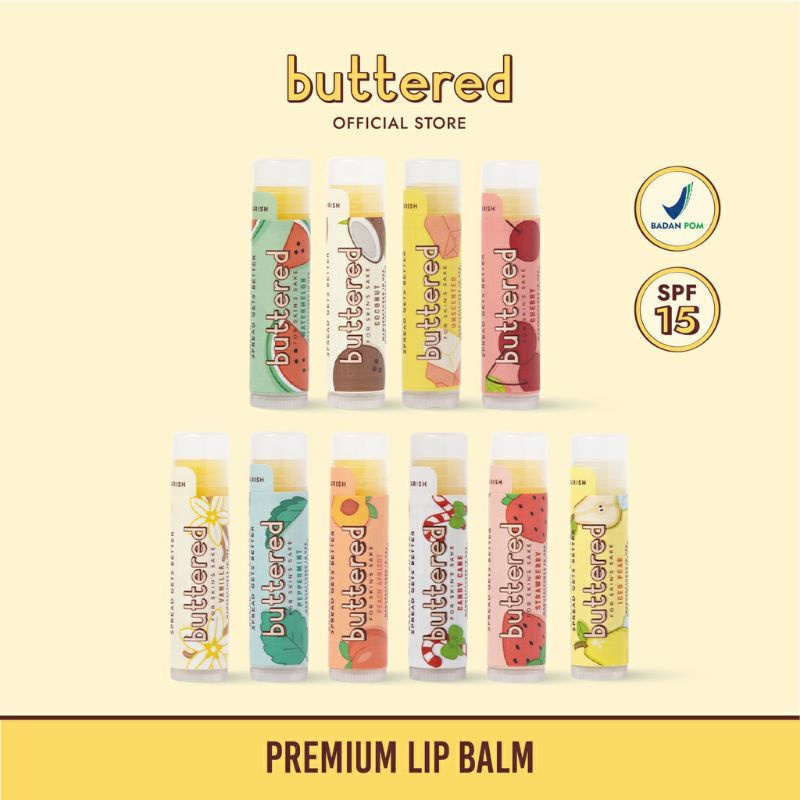Jual BUTTERED PREMIUM LIP BALM SPF 15 | Shopee Indonesia