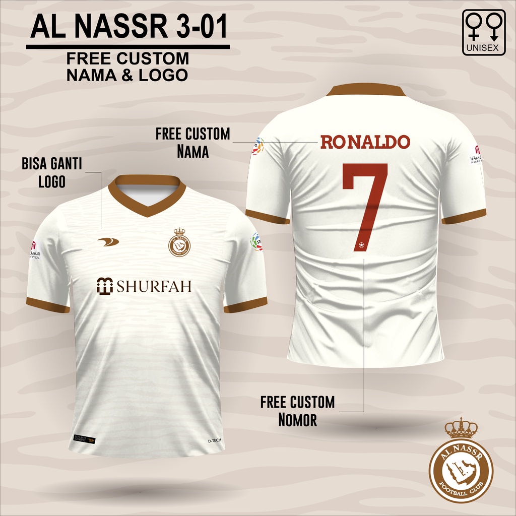 Jual Jersey al nassr third kaos bola cr7 baju ronaldo | Shopee Indonesia