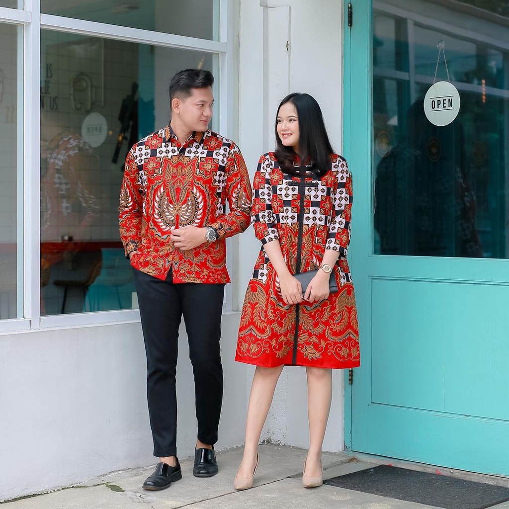 Jual Benang Raja Batik Couple Pria Wanita Motif Gajah Mada Kotak ...