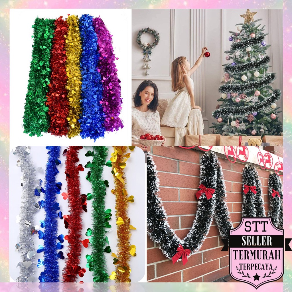 Jual STT Slinger Tinsel Rumbai 2 Meter Hiasan Pohon Natal Motif Bintang ...