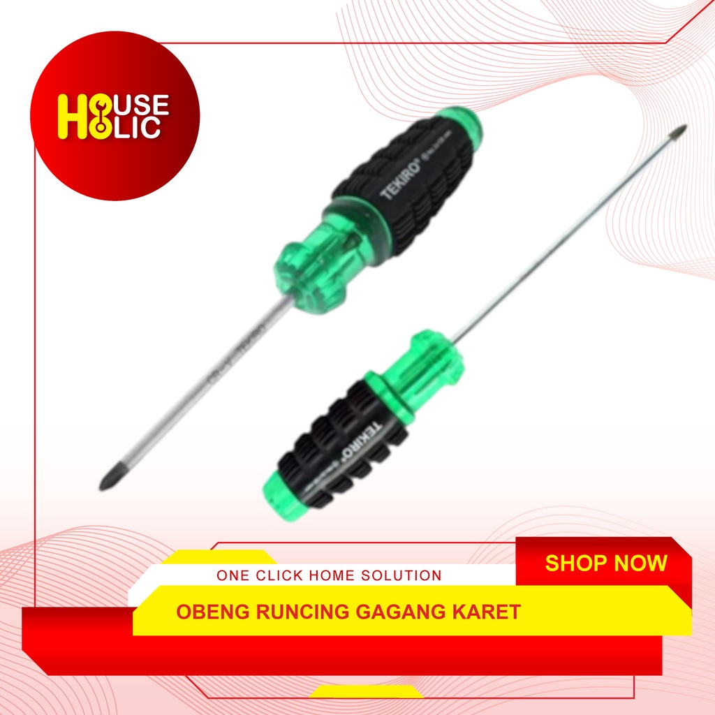 Jual TEKIRO Obeng Runcing Gagang Karet Obeng Magnet / Screwdriver ...