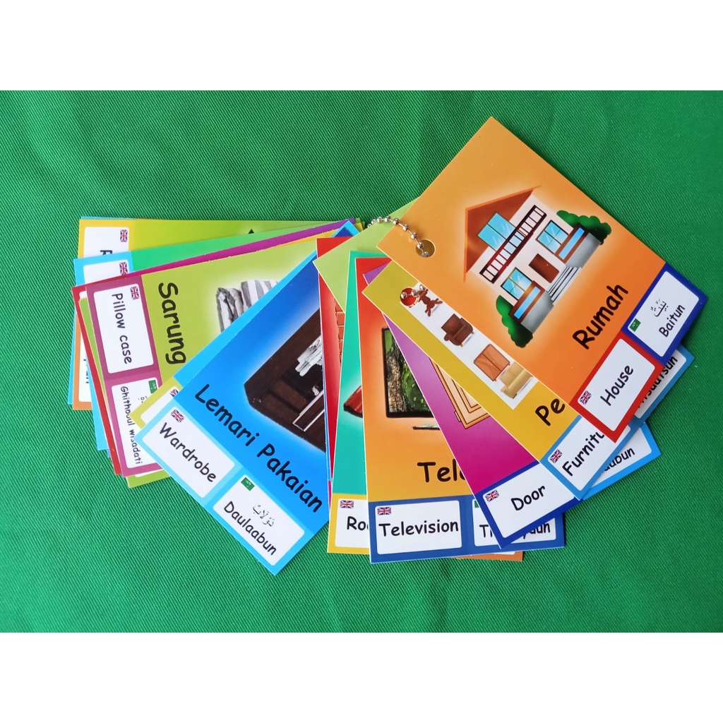 Jual Flashcard/Mainan Edukasi Anak/Benda Sekitar/tiga Bahasa/Harga ...